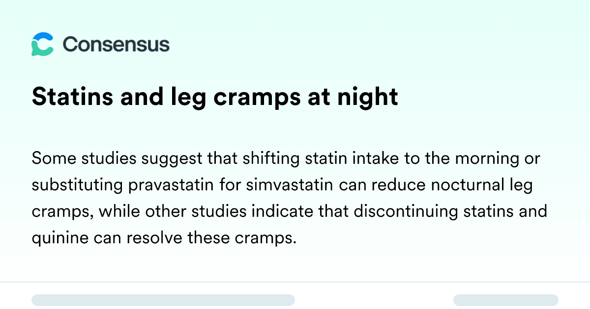 Statins And Leg Cramps At Night - Consensus Academic Search Engine