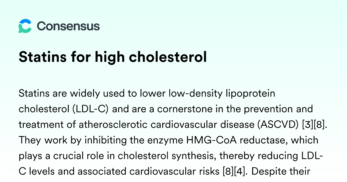 Statins For High Cholesterol - Consensus Academic Search Engine