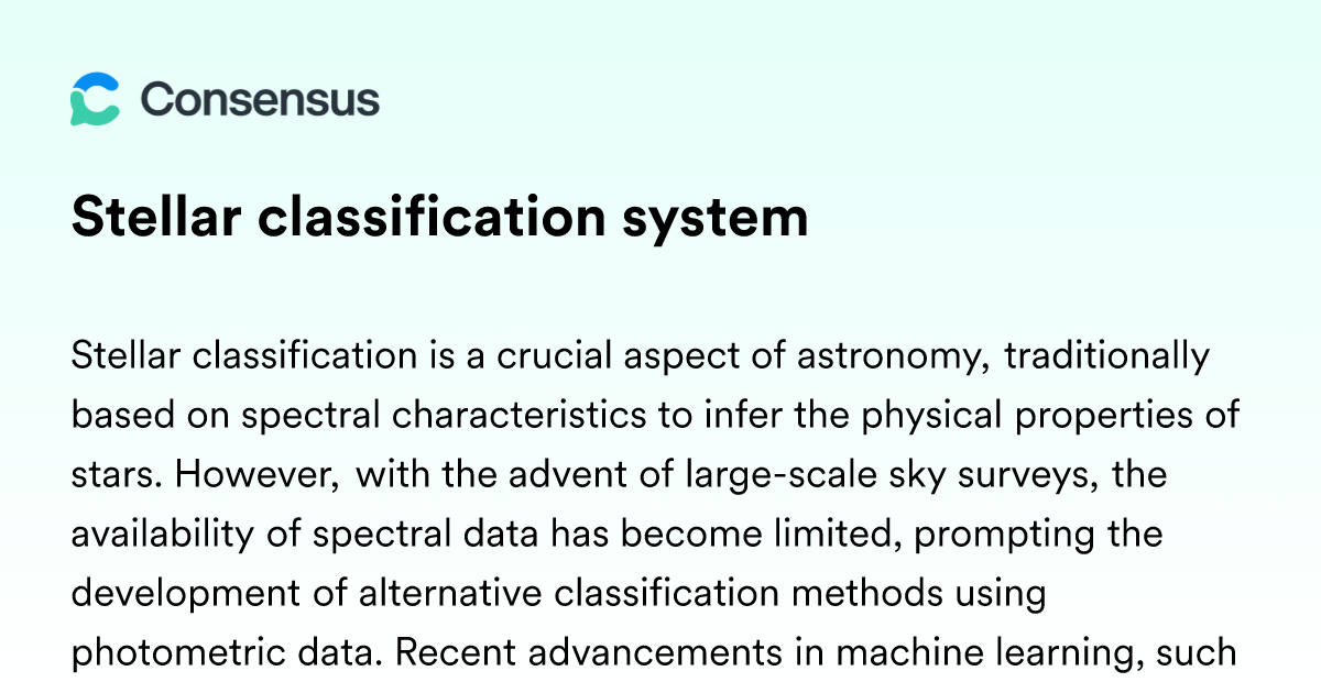 Stellar Classification System - Consensus Academic Search Engine