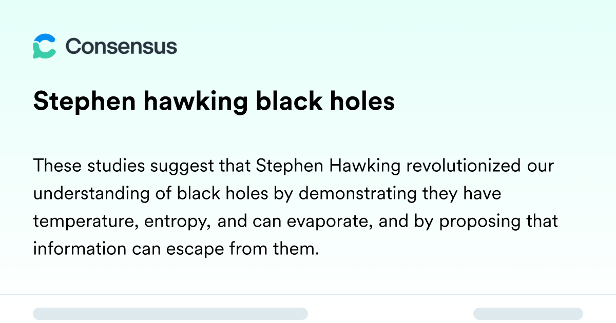 Stephen Hawking Black Holes - Consensus Academic Search Engine