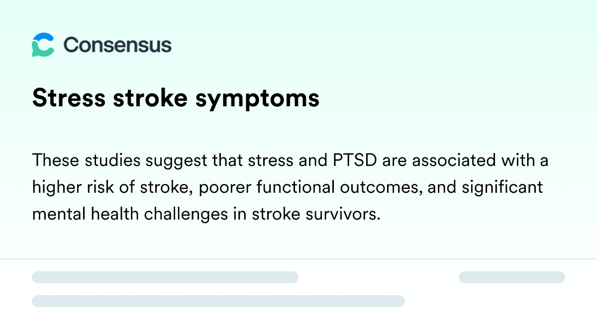 Stress Stroke Symptoms - Consensus Academic Search Engine