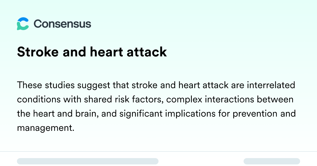 Stroke And Heart Attack - Consensus Academic Search Engine