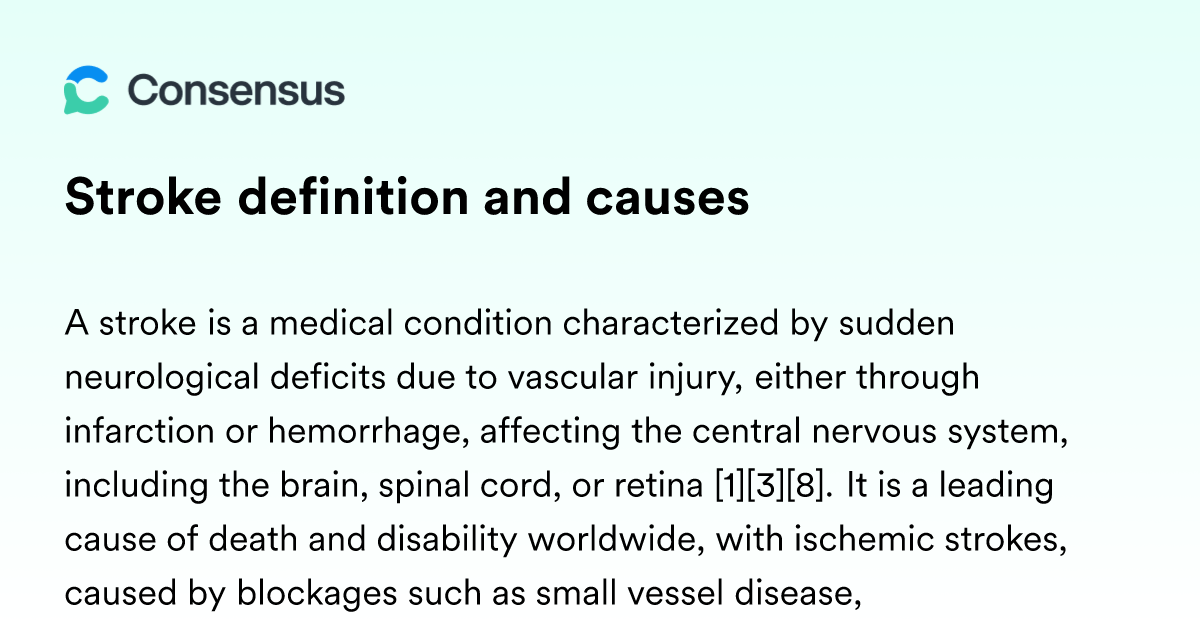 Stroke Definition And Causes - Consensus Academic Search Engine