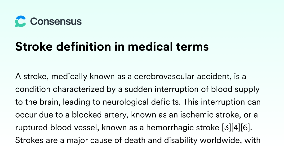 Stroke Definition In Medical Terms - Consensus Academic Search Engine