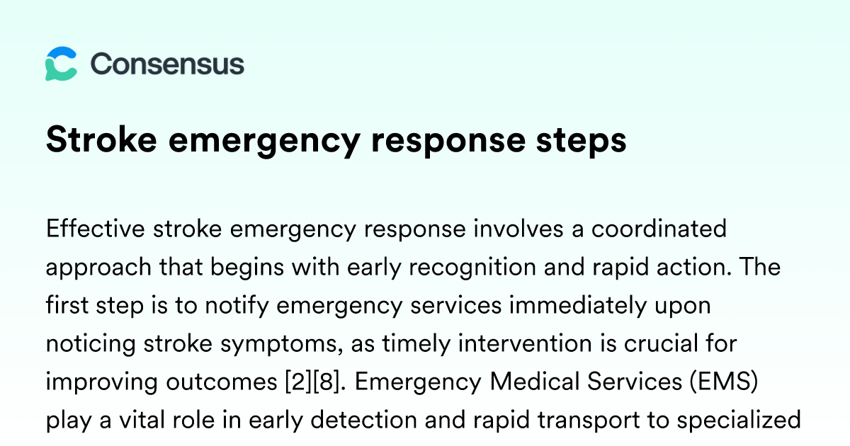 Stroke Emergency Response Steps - Consensus Academic Search Engine