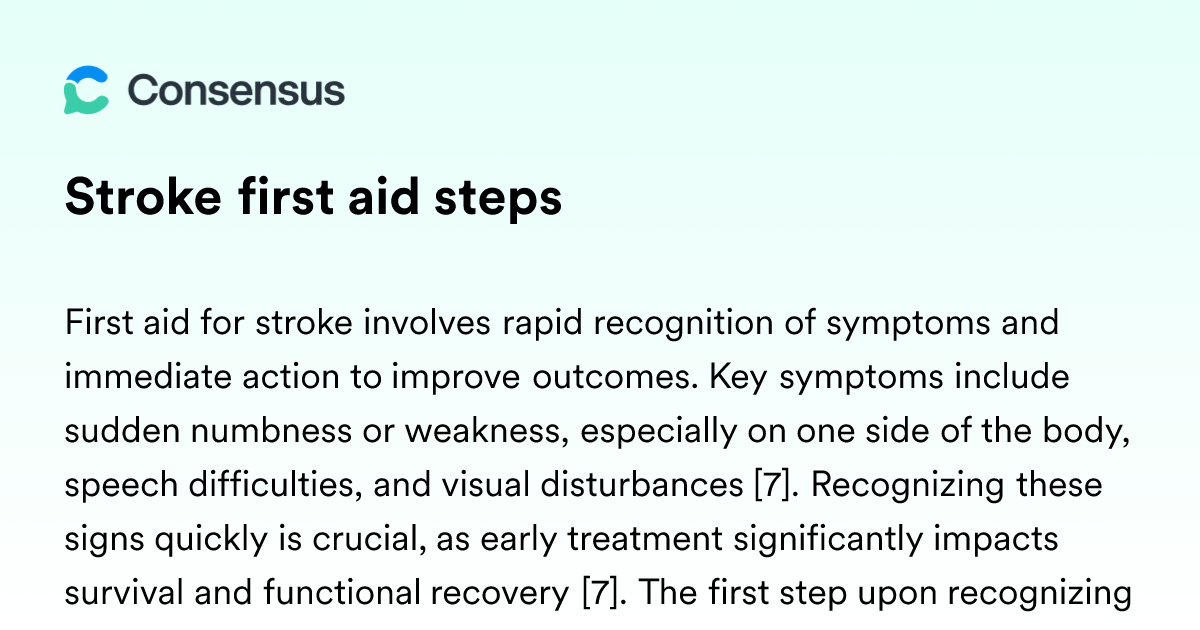 Stroke First Aid Steps - Consensus Academic Search Engine