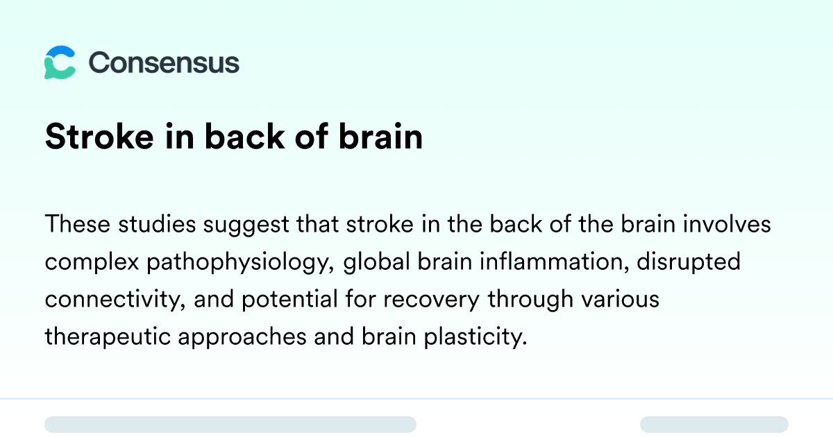 Stroke In Back Of Brain - Consensus Academic Search Engine