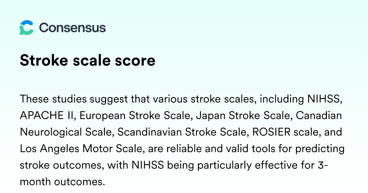 Stroke Scale Score - Consensus Academic Search Engine