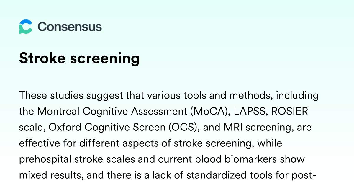 Stroke Screening - Consensus Academic Search Engine