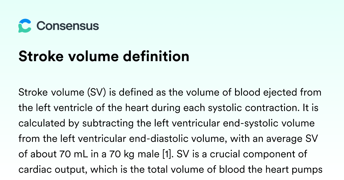 Stroke Volume Definition - Consensus Academic Search Engine