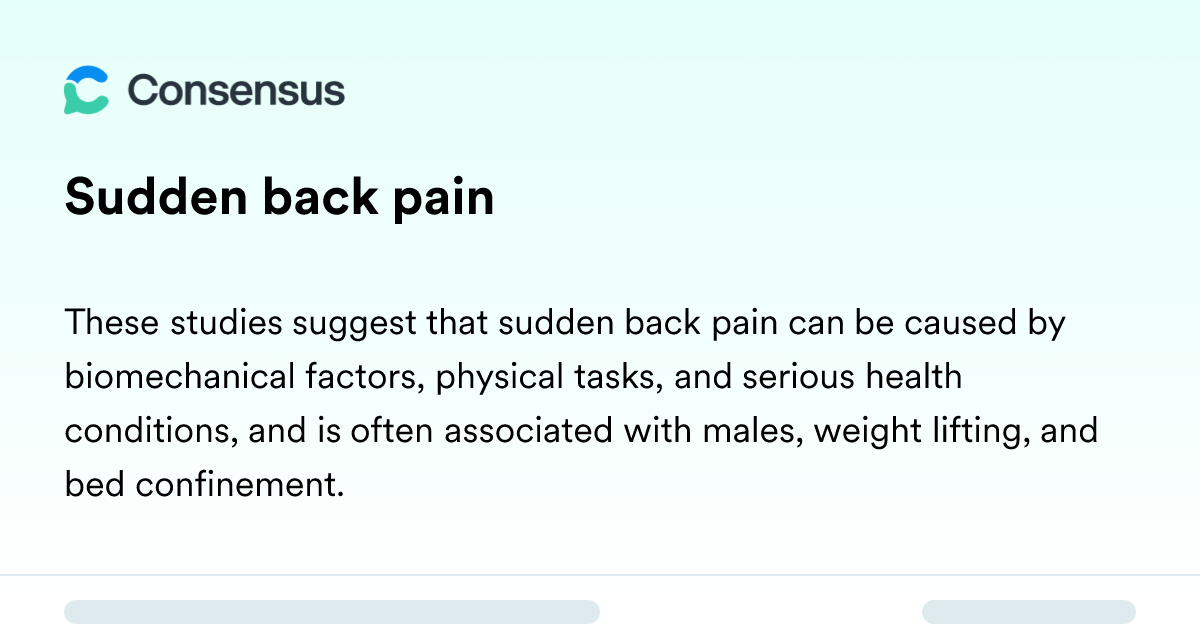 Sudden Back Pain - Consensus Academic Search Engine