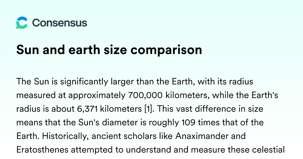Sun And Earth Size Comparison - Consensus Academic Search Engine