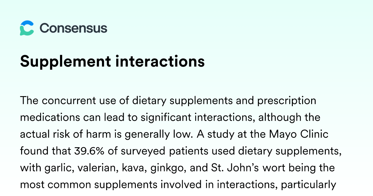Supplement Interactions - Consensus Academic Search Engine