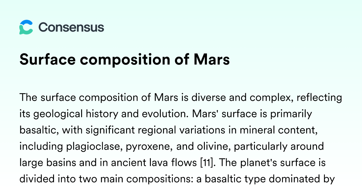 Surface Composition Of Mars - Consensus Academic Search Engine
