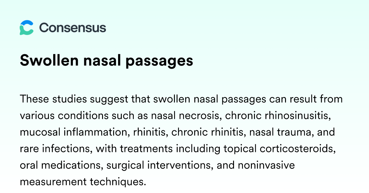 Swollen Nasal Passages - Consensus Academic Search Engine