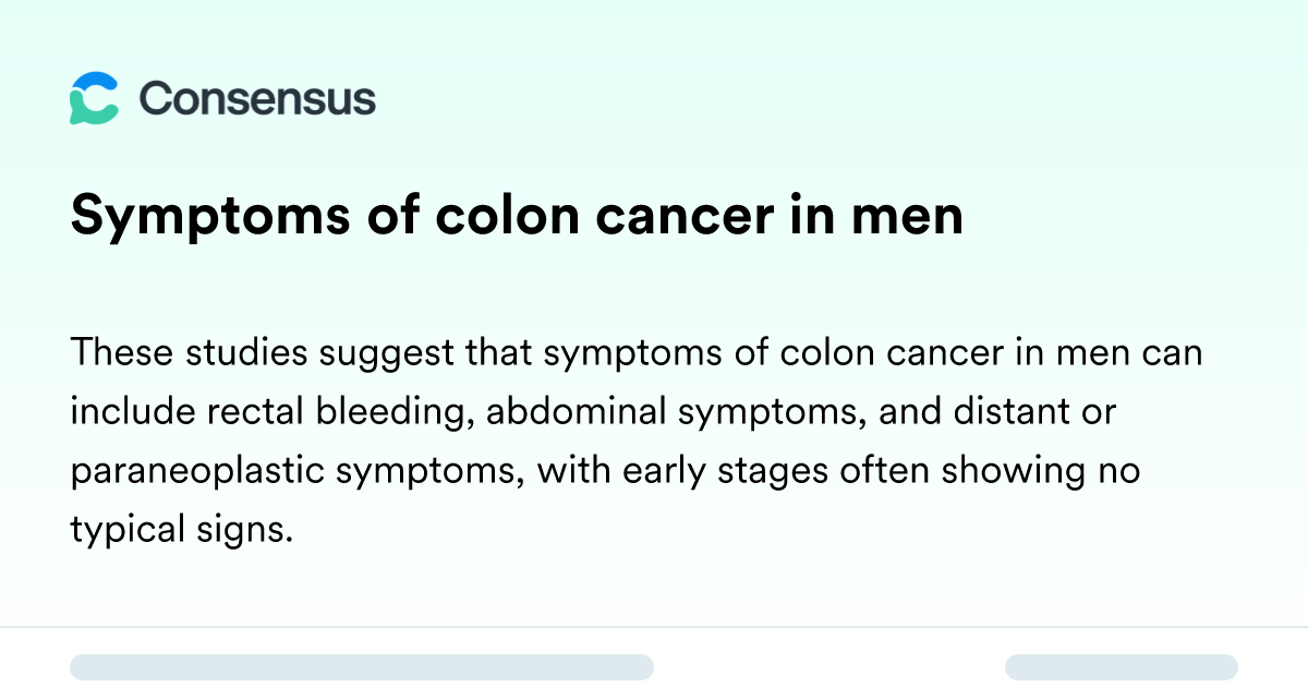 Symptoms Of Colon Cancer In Men - Consensus Academic Search Engine