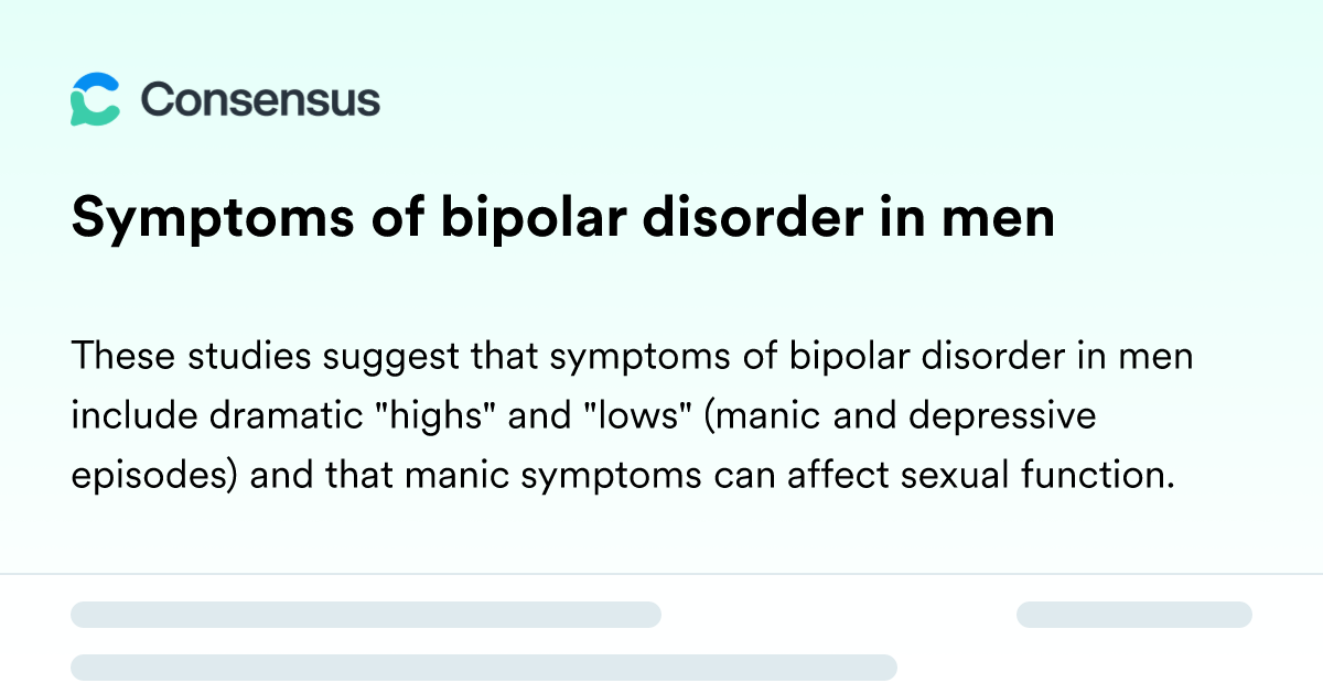 Symptoms Of Bipolar Disorder In Men - Consensus Academic Search Engine