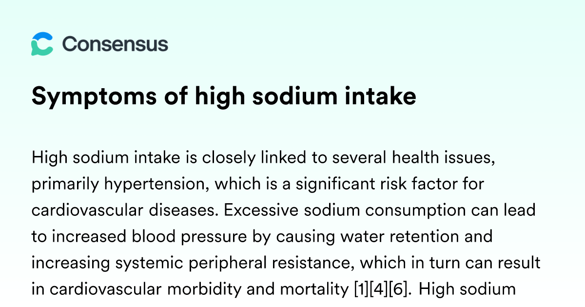 Symptoms Of High Sodium Intake - Consensus Academic Search Engine