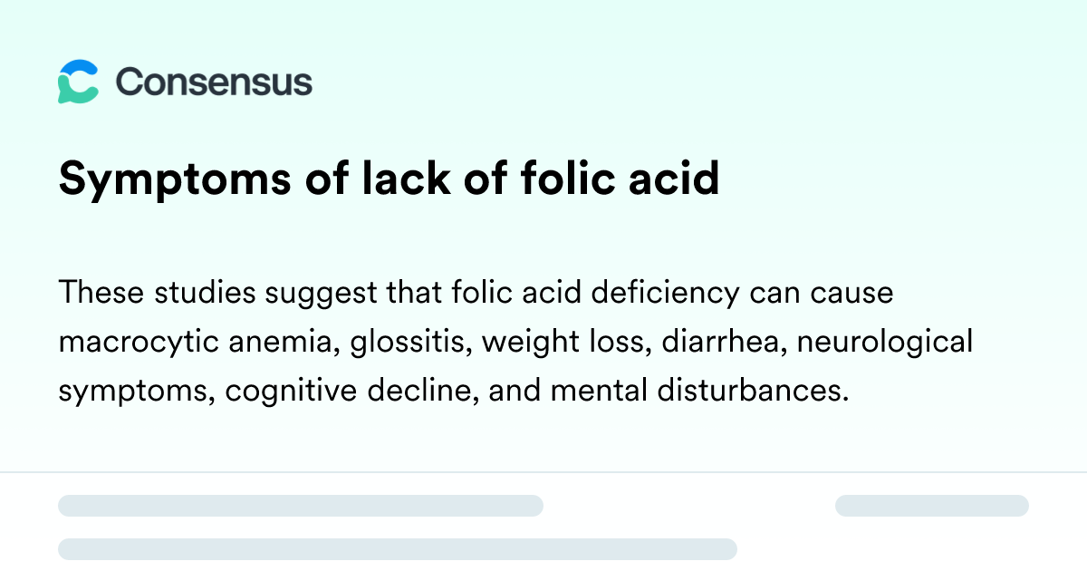 Symptoms Of Lack Of Folic Acid - Consensus Academic Search Engine
