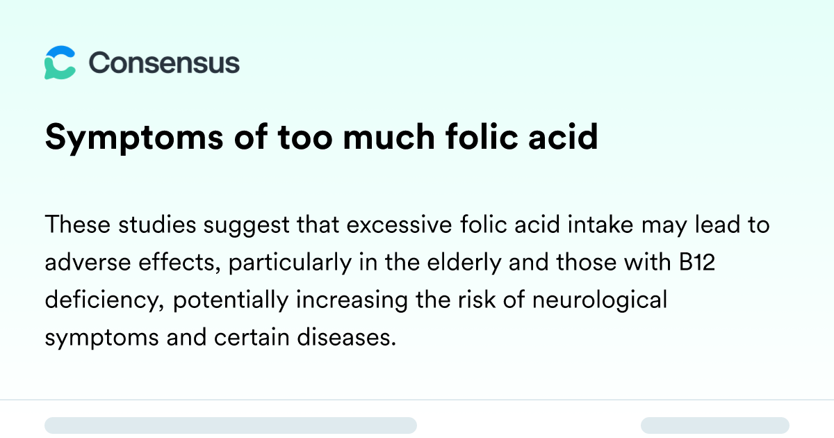 Symptoms Of Too Much Folic Acid - Consensus Academic Search Engine
