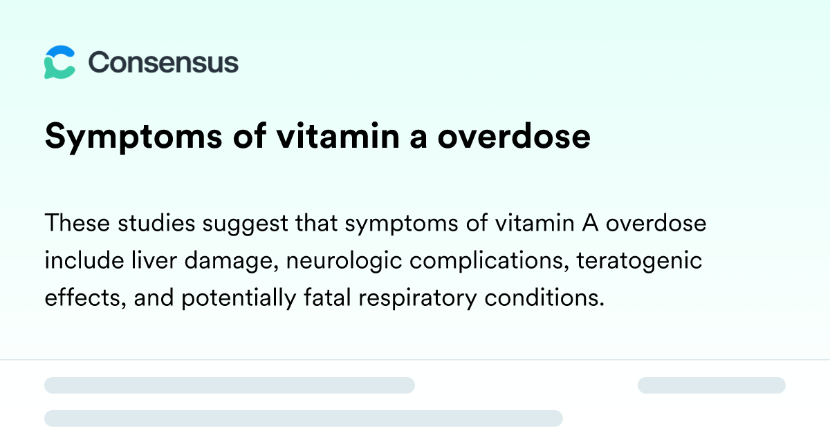 Symptoms Of Vitamin A Overdose - Consensus Academic Search Engine