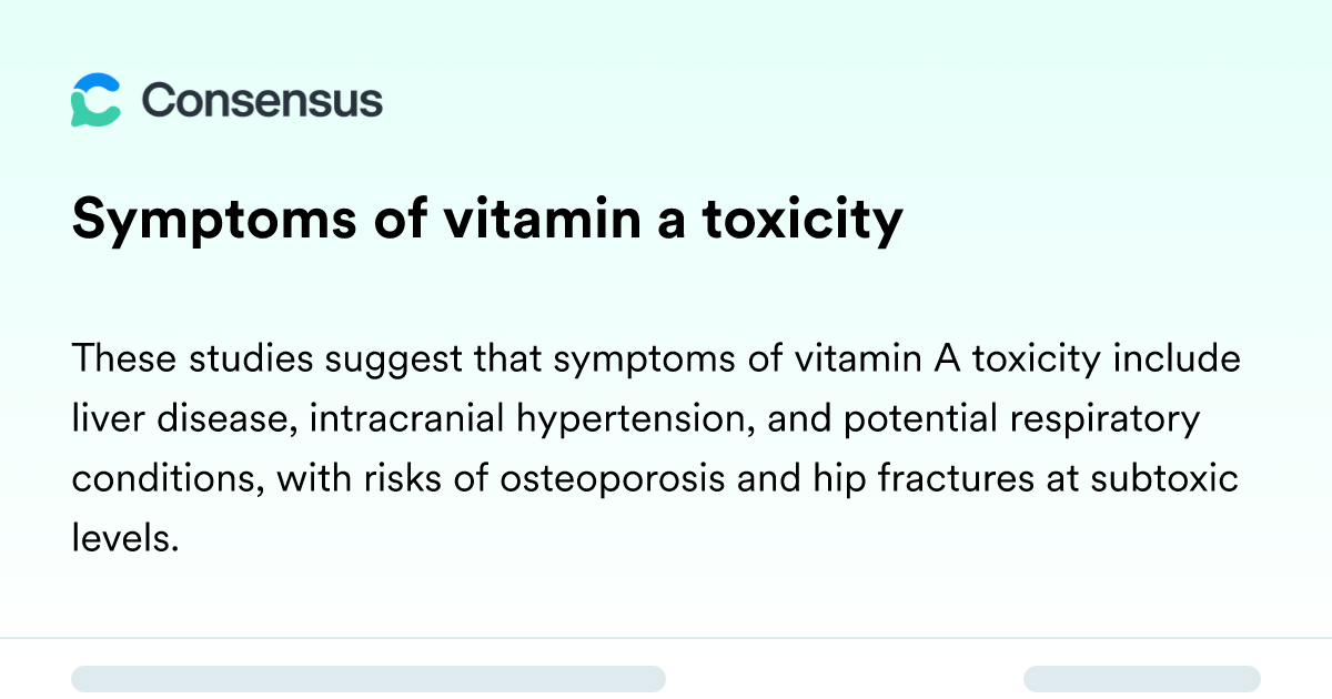 Symptoms Of Vitamin A Toxicity - Consensus Academic Search Engine