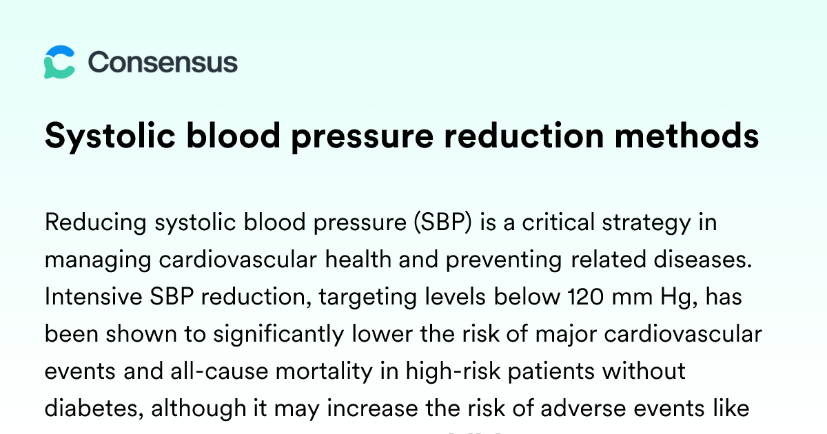 Systolic Blood Pressure Reduction Methods - Consensus Academic Search ...