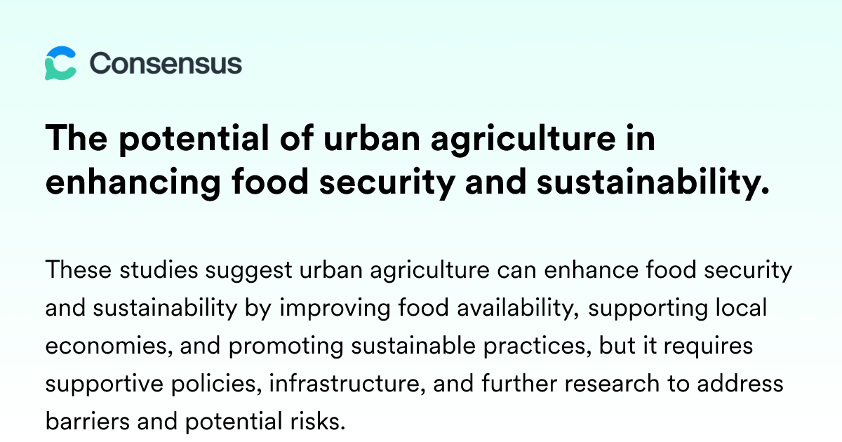 The Potential Of Urban Agriculture In Enhancing Food Security And ...