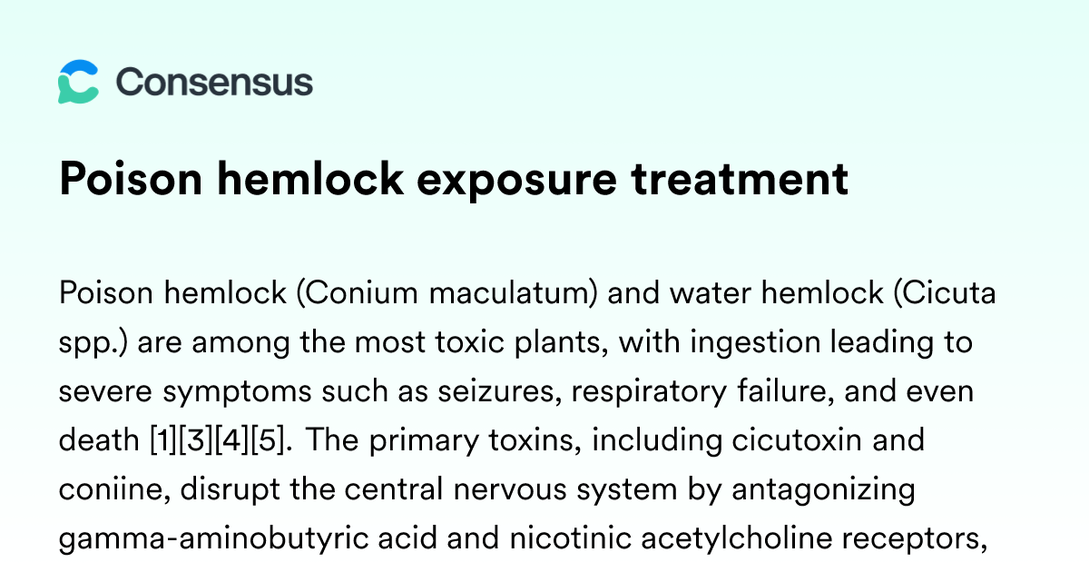 Poison Hemlock Exposure Treatment - Consensus Academic Search Engine