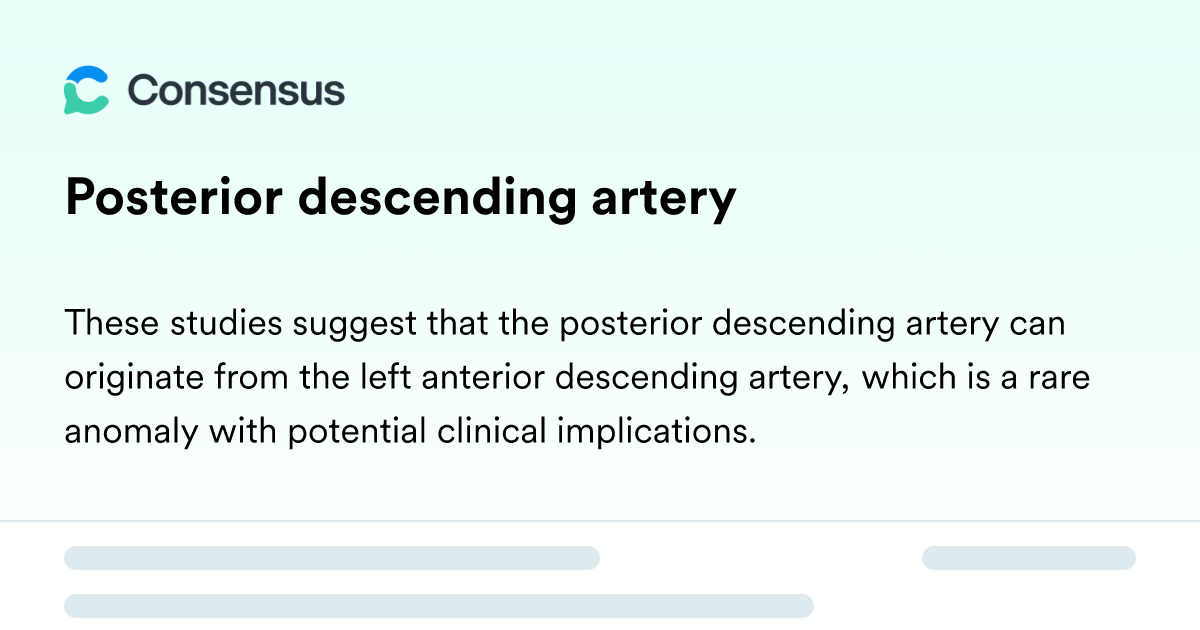 Posterior Descending Artery - Consensus Academic Search Engine
