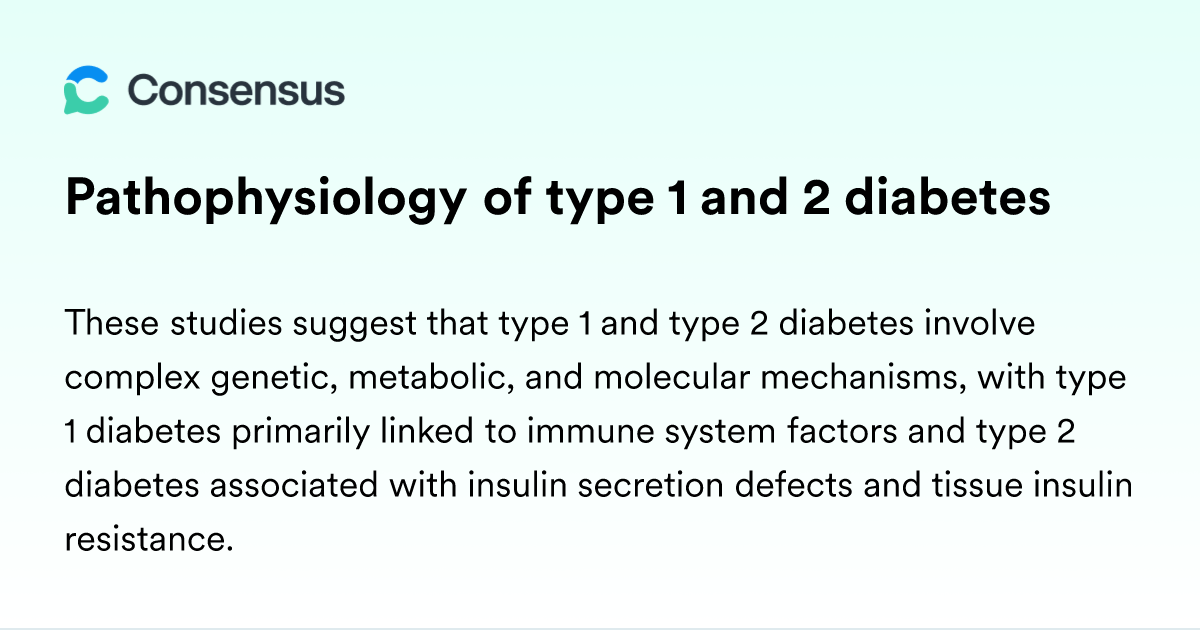 Pathophysiology Of Type 1 And 2 Diabetes - Consensus Academic Search Engine