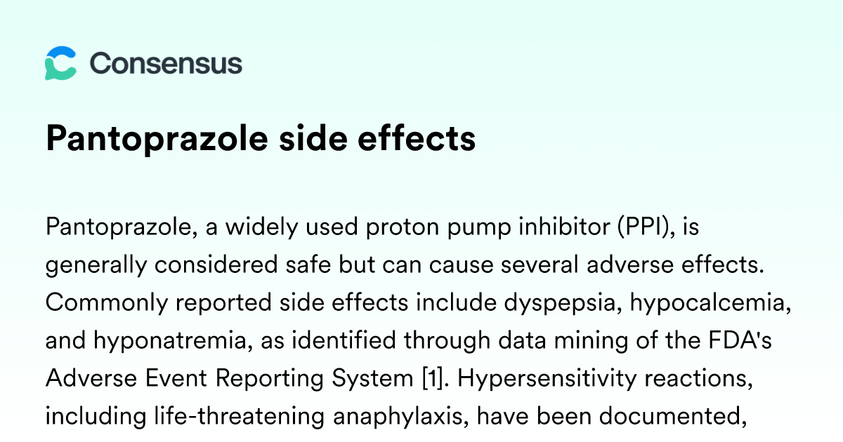 Pantoprazole Side Effects - Consensus Academic Search Engine