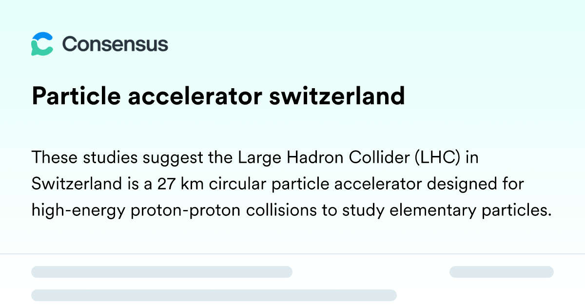 Particle Accelerator Switzerland - Consensus Academic Search Engine