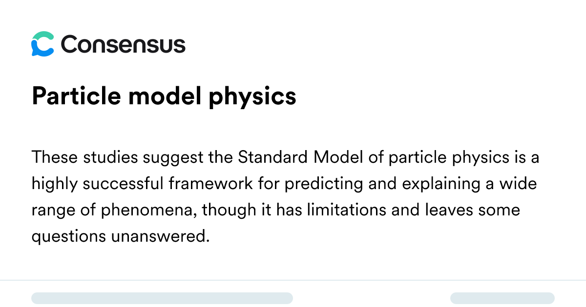 Particle Model Physics - Consensus Academic Search Engine
