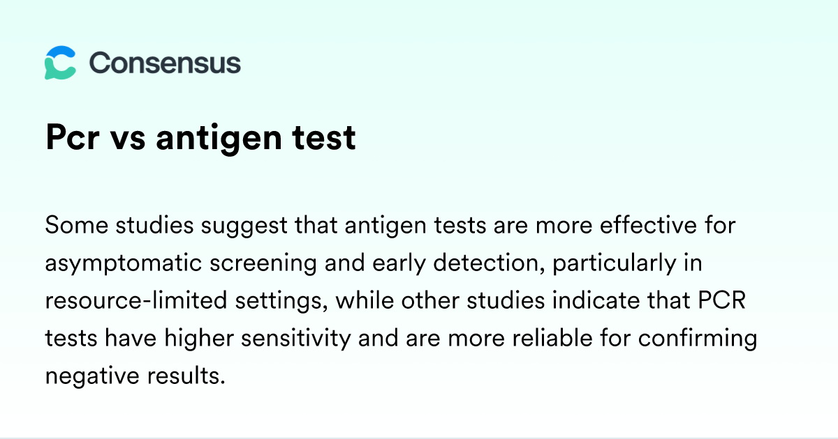 Pcr Vs Antigen Test - Consensus Academic Search Engine