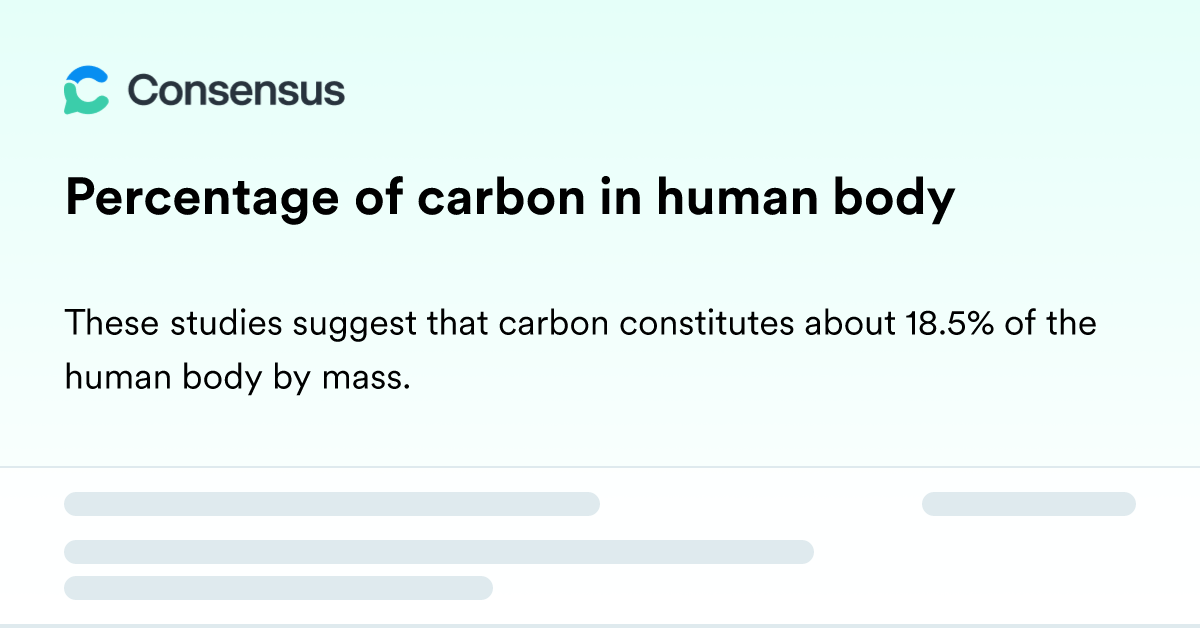 Percentage Of Carbon In Human Body - Consensus Academic Search Engine