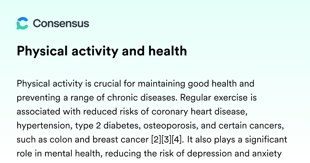 Physical Activity And Health - Consensus Academic Search Engine