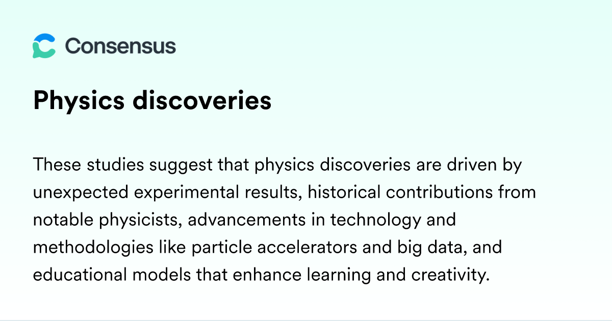 Physics Discoveries - Consensus Academic Search Engine