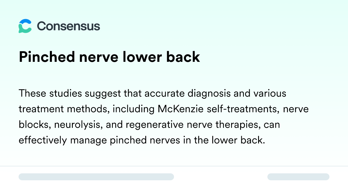 Pinched Nerve Lower Back - Consensus Academic Search Engine