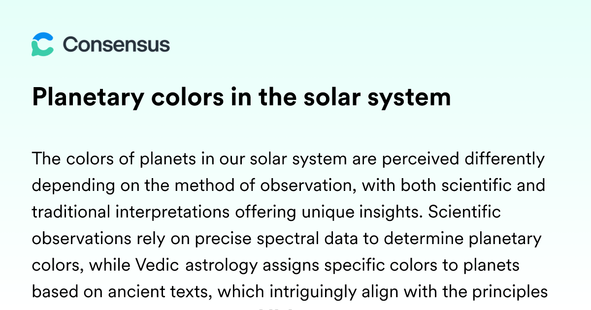 Planetary Colors In The Solar System - Consensus Academic Search Engine