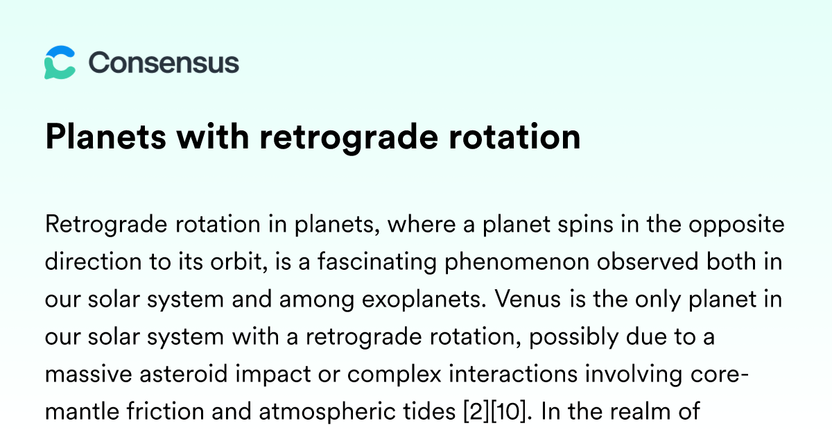 Planets With Retrograde Rotation - Consensus Academic Search Engine