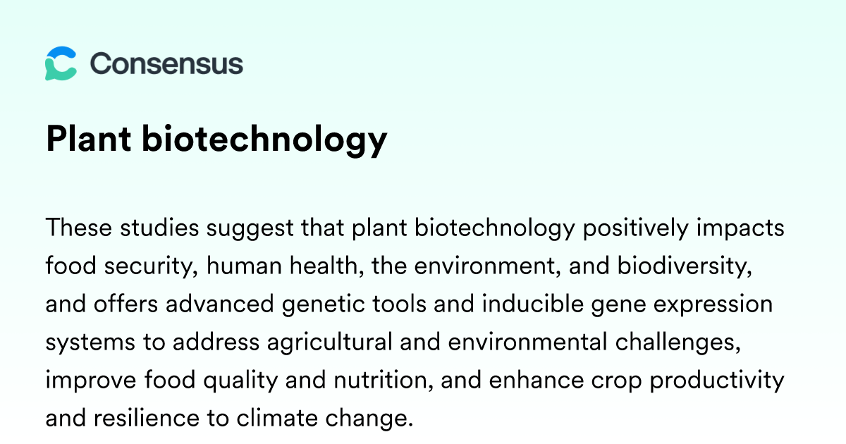 Plant Biotechnology - Consensus Academic Search Engine