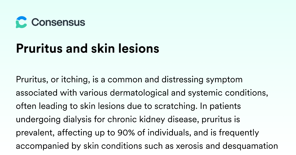 Pruritus And Skin Lesions - Consensus Academic Search Engine