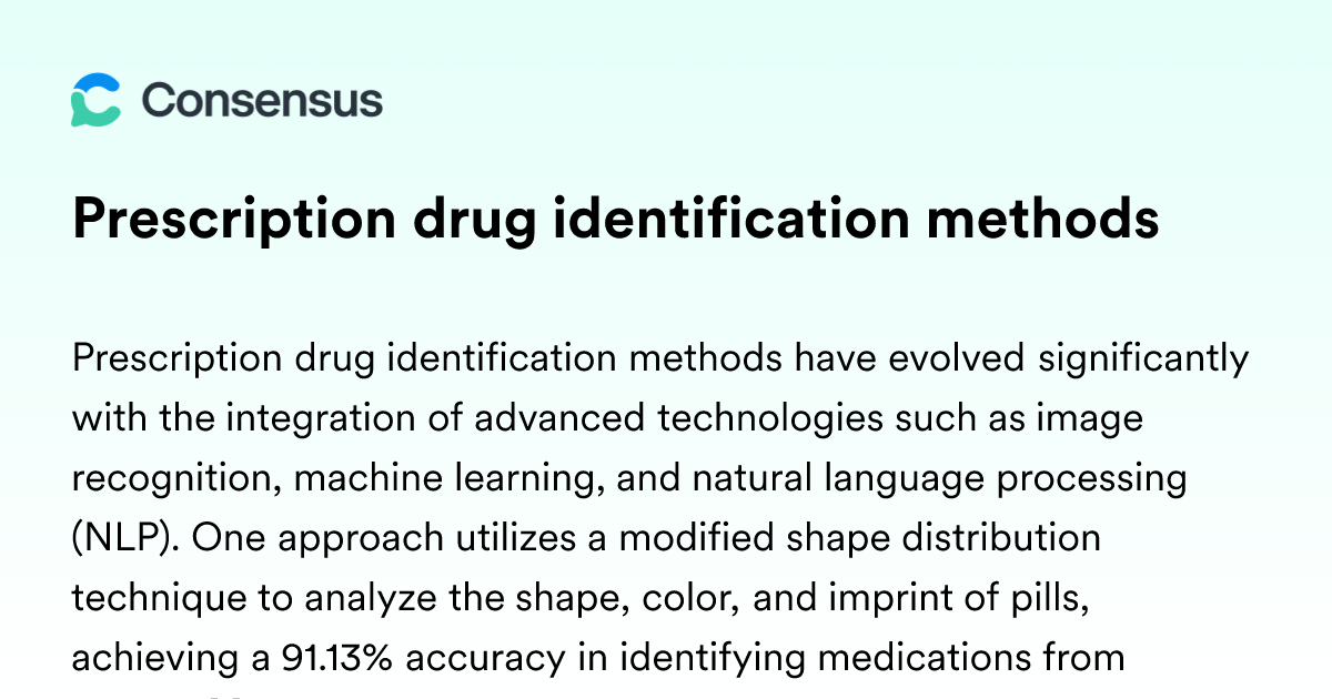 Prescription Drug Identification Methods - Consensus Academic Search Engine