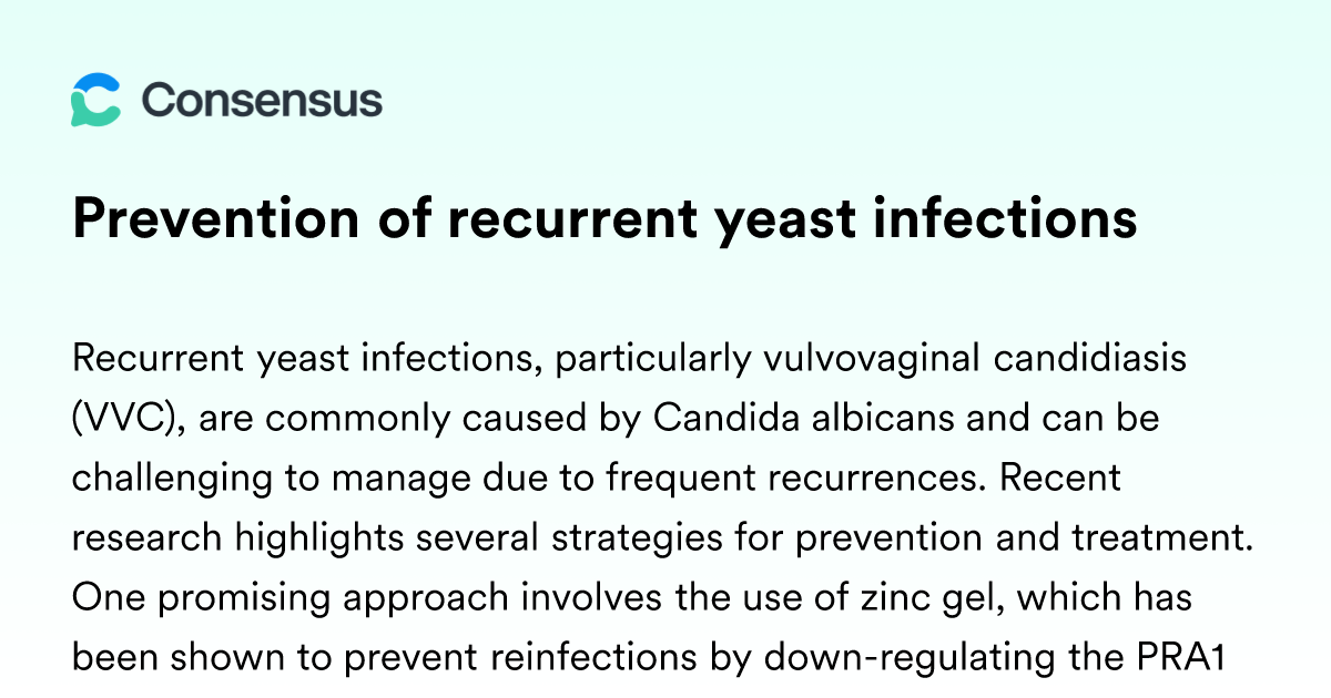 Prevention Of Recurrent Yeast Infections - Consensus Academic Search Engine