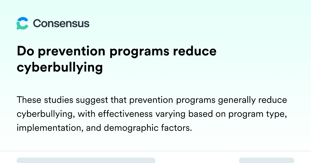 Do Prevention Programs Reduce Cyberbullying - Consensus Academic Search ...