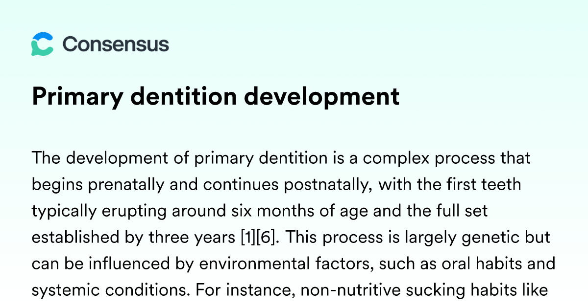 Primary Dentition Development - Consensus Academic Search Engine