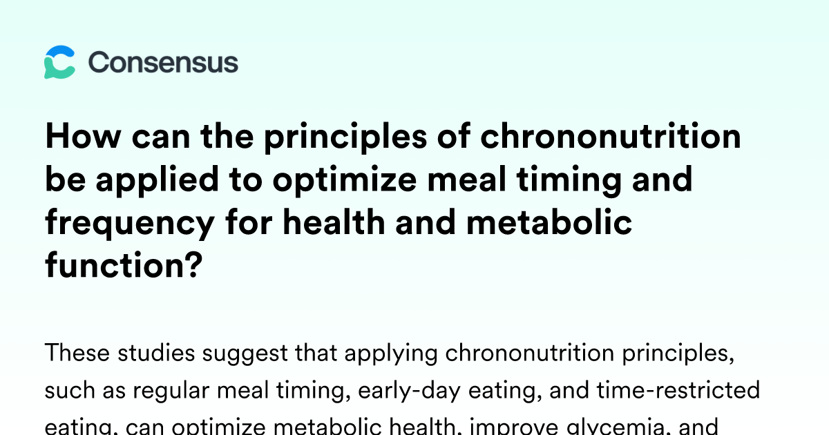 How Can The Principles Of Chrononutrition Be Applied To Optimize Meal ...