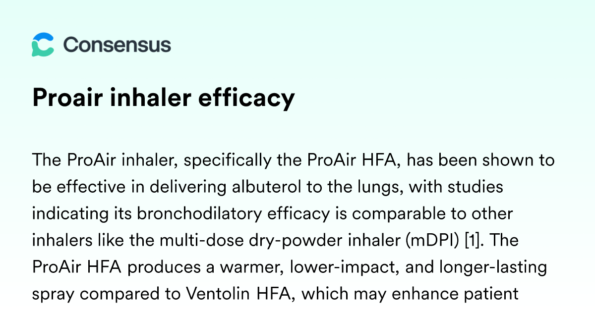 Proair Inhaler Efficacy - Consensus Academic Search Engine
