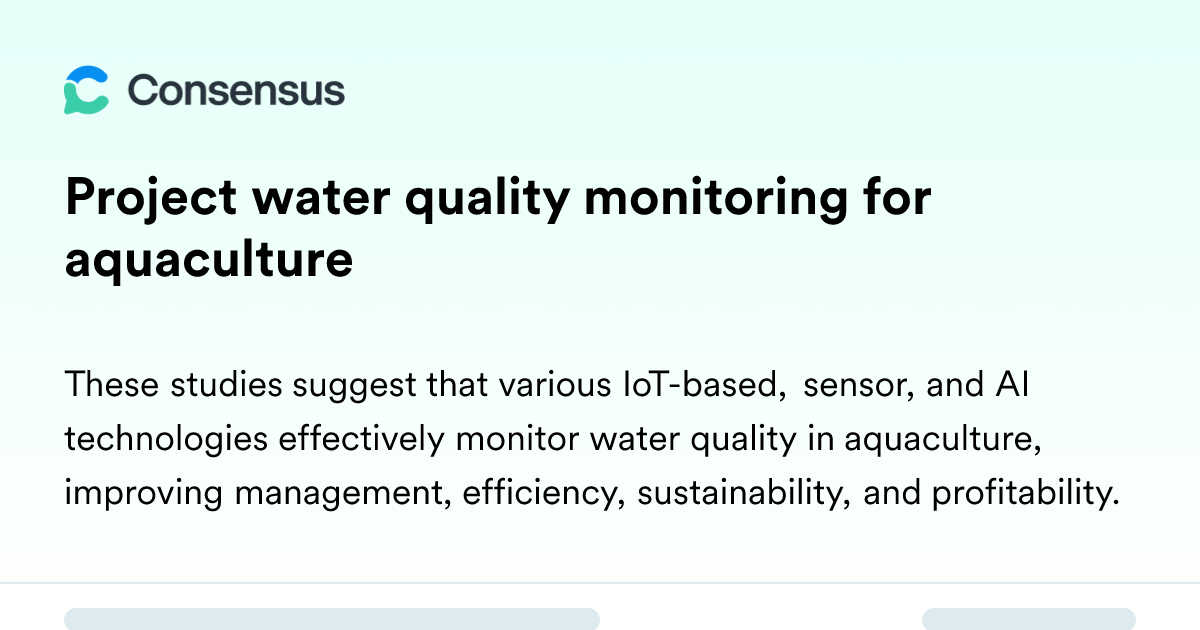 Project Water Quality Monitoring For Aquaculture - Consensus Academic ...